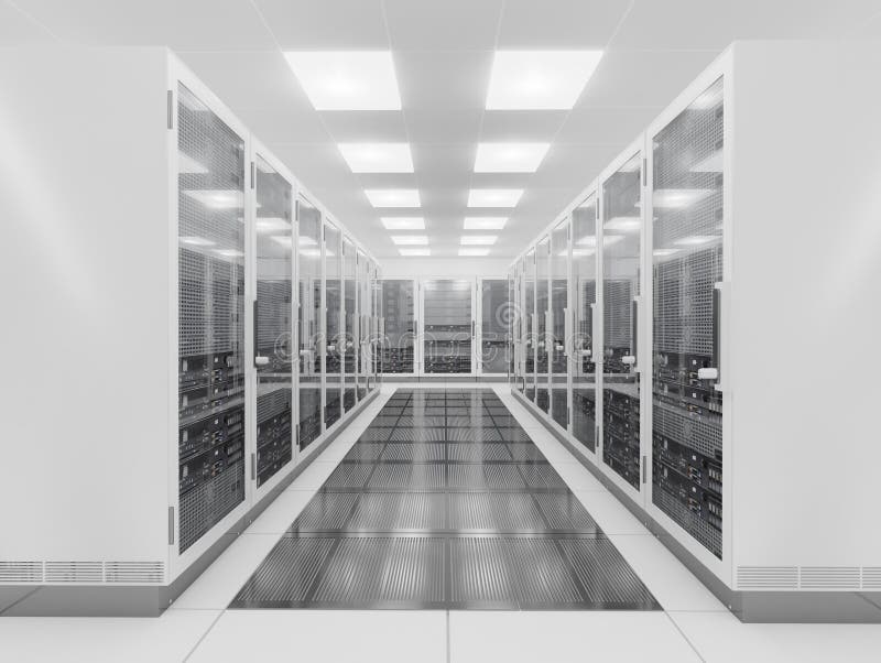 Colleagues Discussing In Office Server Room Stock Photo - Image of ...