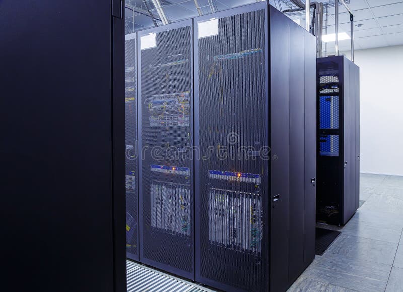 Network Server Room with Computers for Digital Tv Ip Communications and ...
