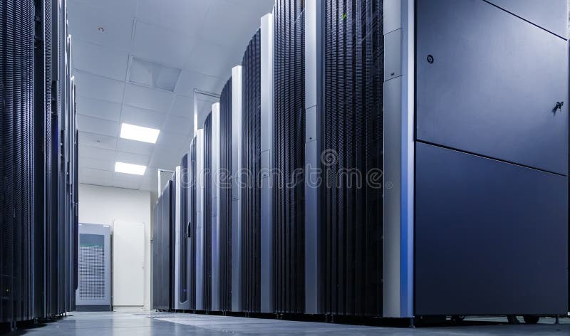 Network Server Room with Computers for Digital Tv Ip Communications and ...