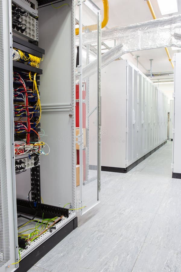 Network Server Room with Computers for Digital Tv Ip Communications and ...