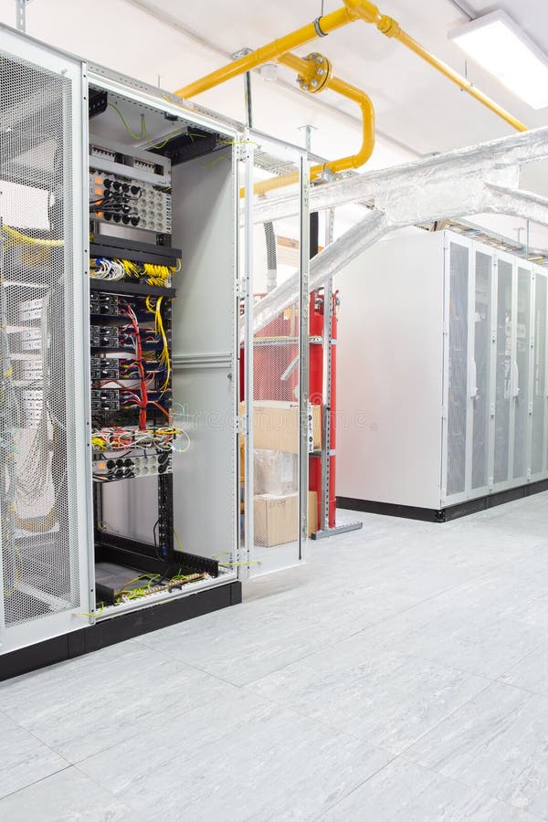 Network Server Room with Computers for Digital Tv Ip Communications and ...
