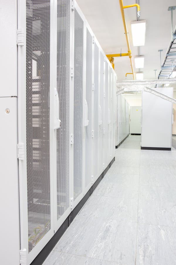 Network Server Room with Computers for Digital Tv Ip Communications and ...