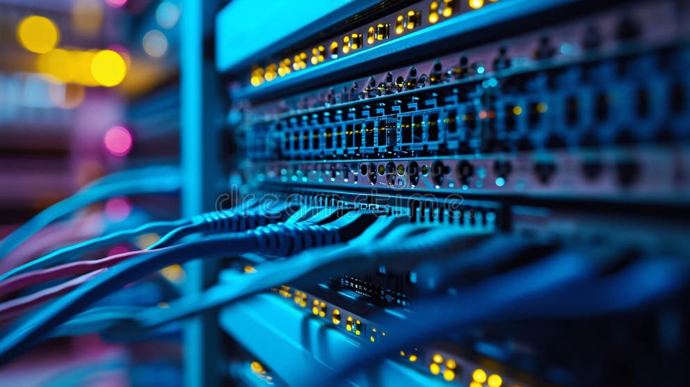 Network Server Room Connectivity. Generative Ai Stock Illustration ...