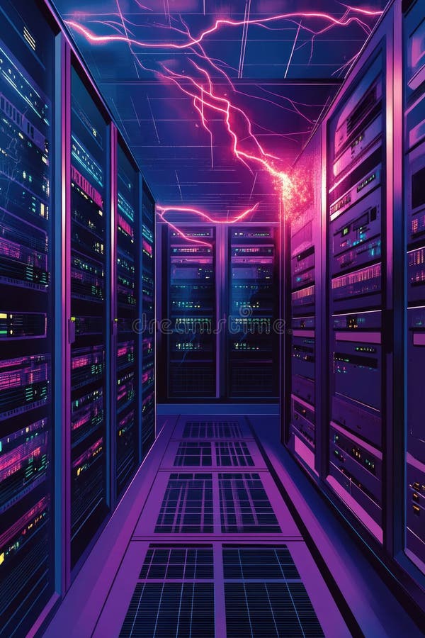 Network Server Room stock image. Image of tech, purple - 362921251