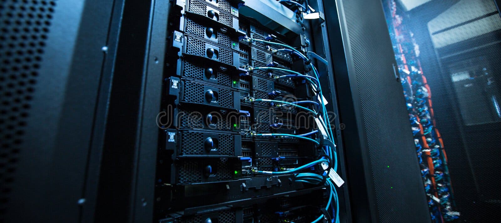 Server Rack Cluster in a Data Center Stock Photo - Image of networking ...