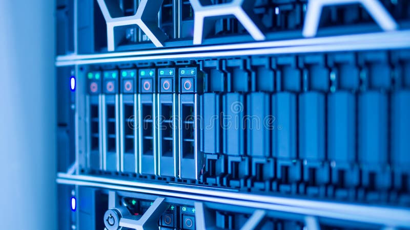 Blue computer data server stock image. Image of center - 246607963
