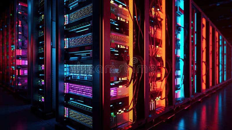 Network Server Room with Servers. Generative Ai Stock Illustration ...
