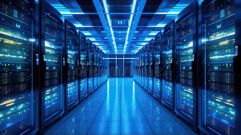 Network Server Room with Servers. Generative Ai Stock Illustration ...
