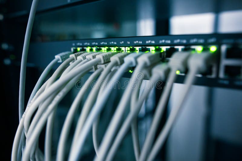 Network Server Room with Servers, High Performance Computers Running ... Network Server Room with Servers, High Performance Computers Running ...