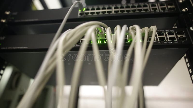 Network Server Room with Servers, High Performance Computers Running ...