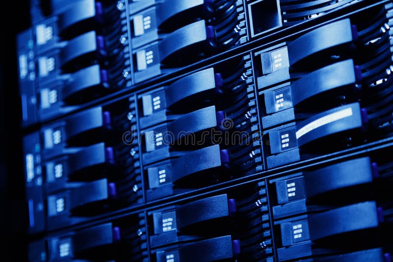 Network Server Room with Servers High Performance Computers Running ...