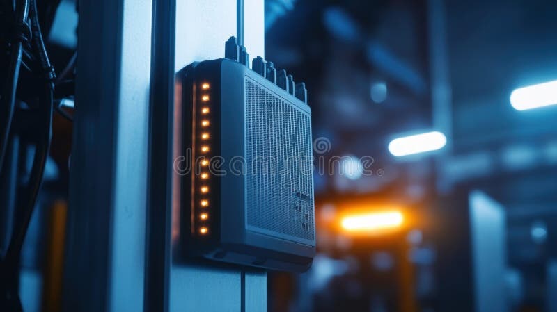 Network Server Router with Flashing Lights in Data Center Operating ...