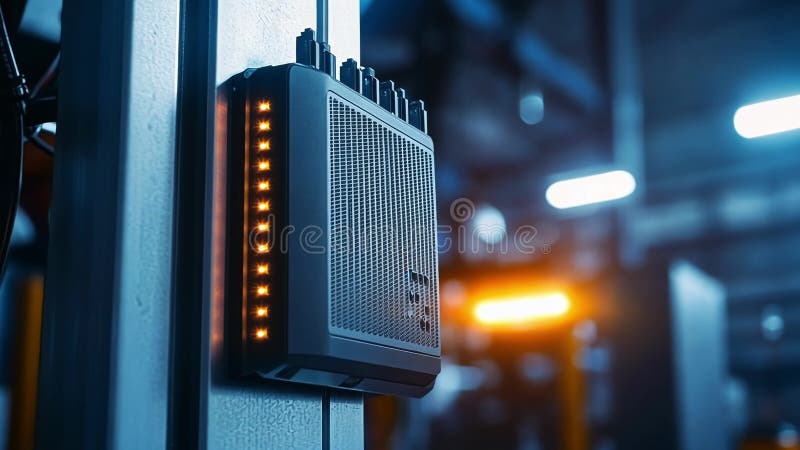 Network Server Router with Flashing Lights in Data Center Operating ...