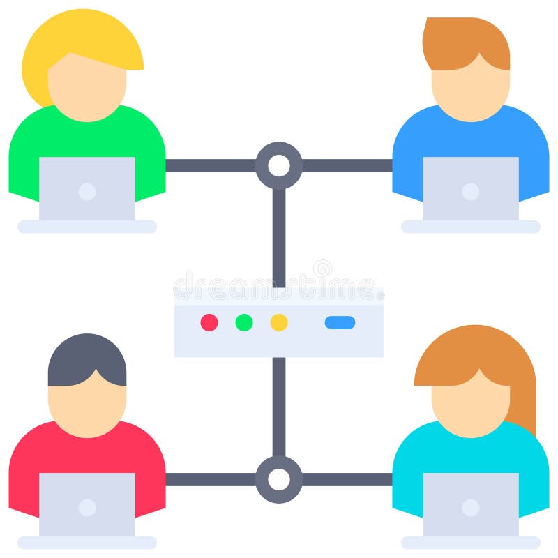 Network Server, Telecommuting or Remote Work Icon, Vector Illustration ...