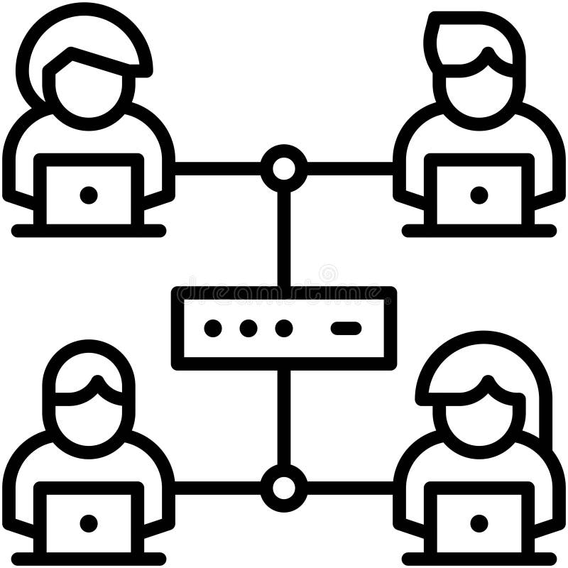 Network Server, Telecommuting or Remote Work Icon, Vector Illustration ...