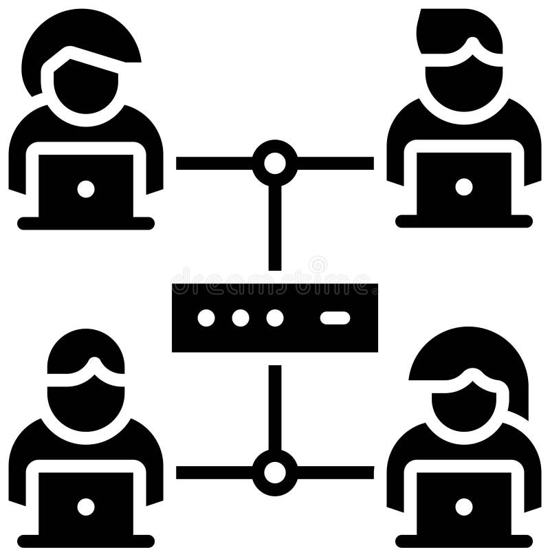 Network Server, Telecommuting or Remote Work Icon, Vector Illustration ...