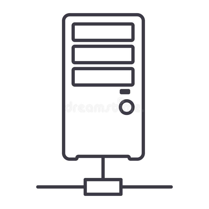 Network Server Icon, Vector Illustration, Black Sign on Isolated ...