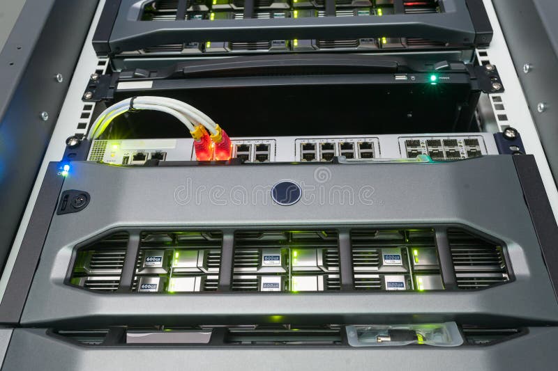 Servers Stack with Hard Drives in a Datacenter Stock Photo - Image of ...