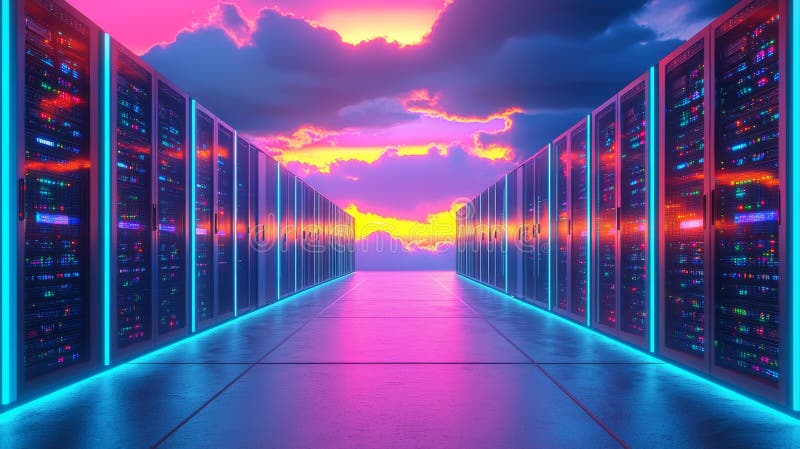Network Servers Mounted Against a Sky of Clouds in a Cloud-based Cloud Computing Concept Stock ...