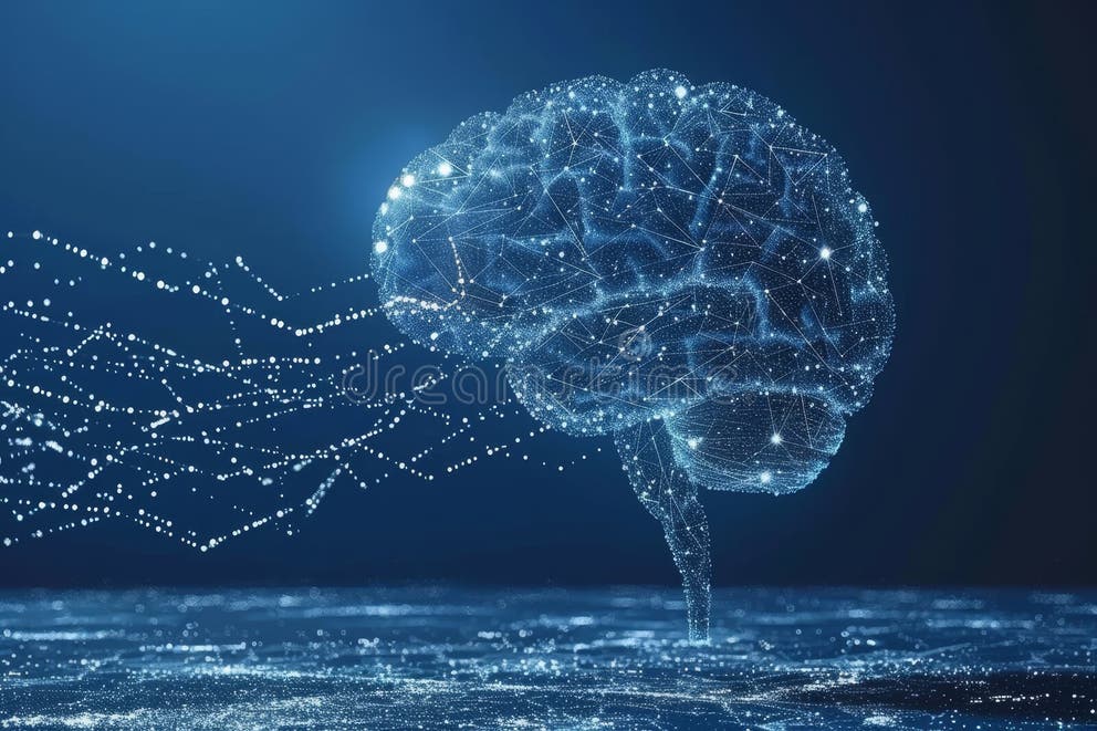 Network Shaped Like a Brain with Glowing Nodes and Chains Symbolizing ...