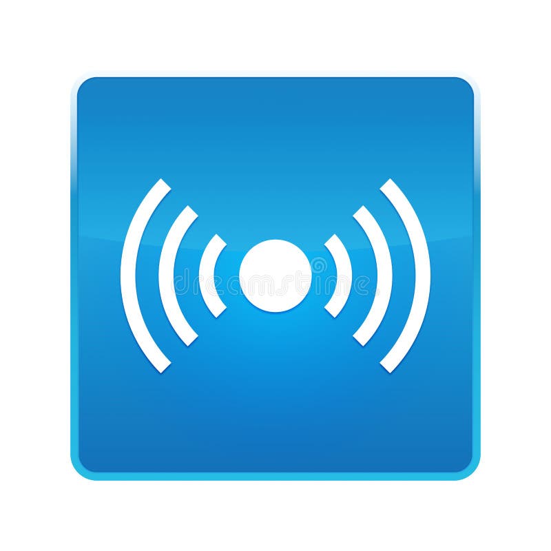 Network Signal Icon Shiny Blue Square Button Stock Illustration ...