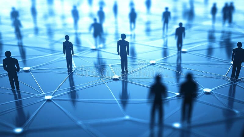 Network of Silhouettes Representing Global Connection in a Digital Web ...