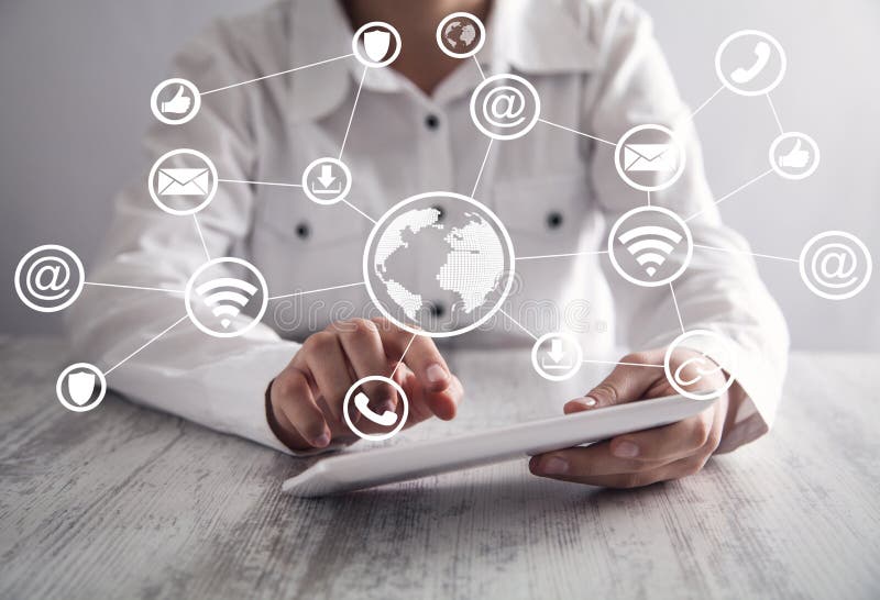 Network and Social Media. Technology and Business Stock Illustration ...