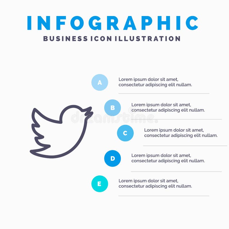 Network, Social, Twitter Line Icon with 5 Steps Presentation ...