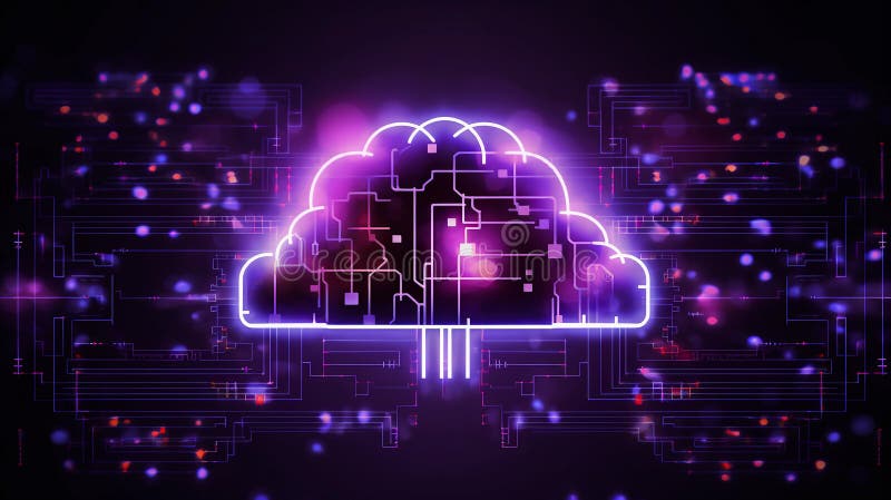 Neon Purple and Green Future Technology Background with Lines Bending ...