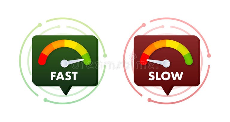 Network Speed Test Indicators Showing Fast and Slow Speeds, Vector ...