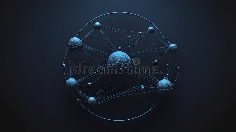 Network of Spheres Connected by Wires Stock Illustration - Illustration ...