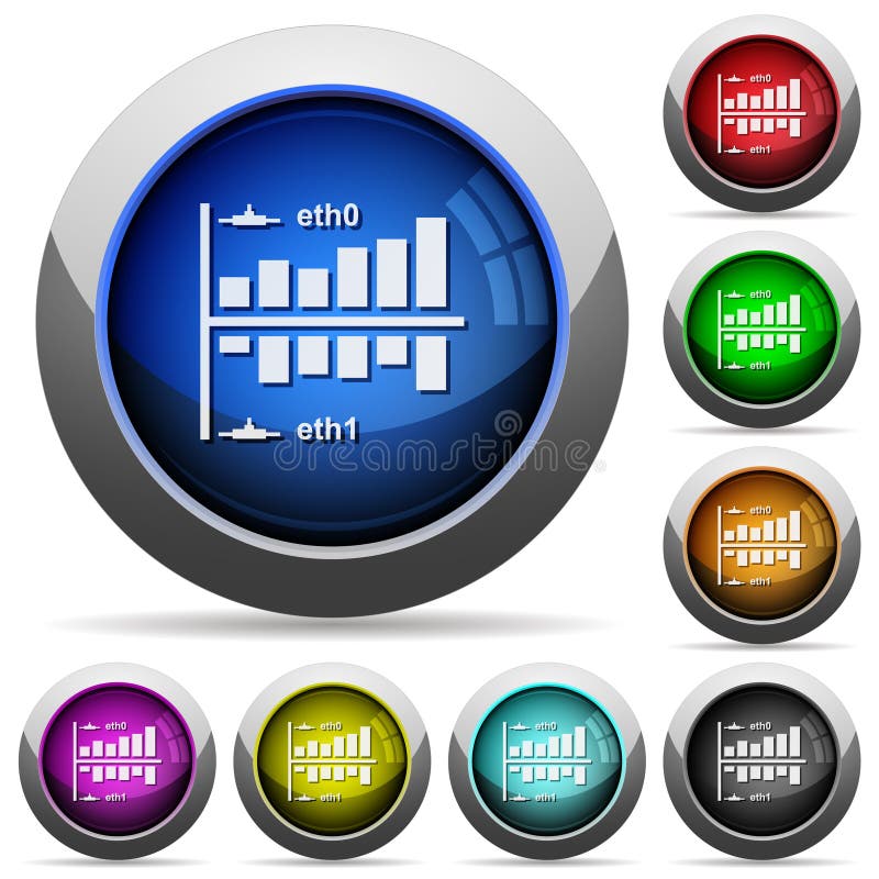 Network Statistics Round Glossy Buttons Stock Vector - Illustration of ...