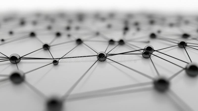 Network Structure With Interconnected Lines And Dots In 3d Rendering Stock Illustration