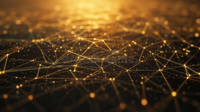 Network Structure With Interconnected Lines And Dots In 3d Rendering Stock Illustration