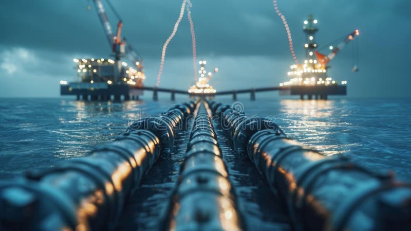 Network of Subsea Pipelines Connecting Multiple Offshore Oil Platforms ...