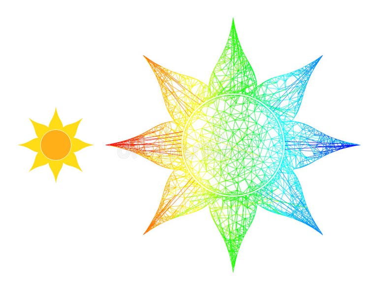 Network Sun Mesh Icon with Spectrum Gradient Stock Vector ...