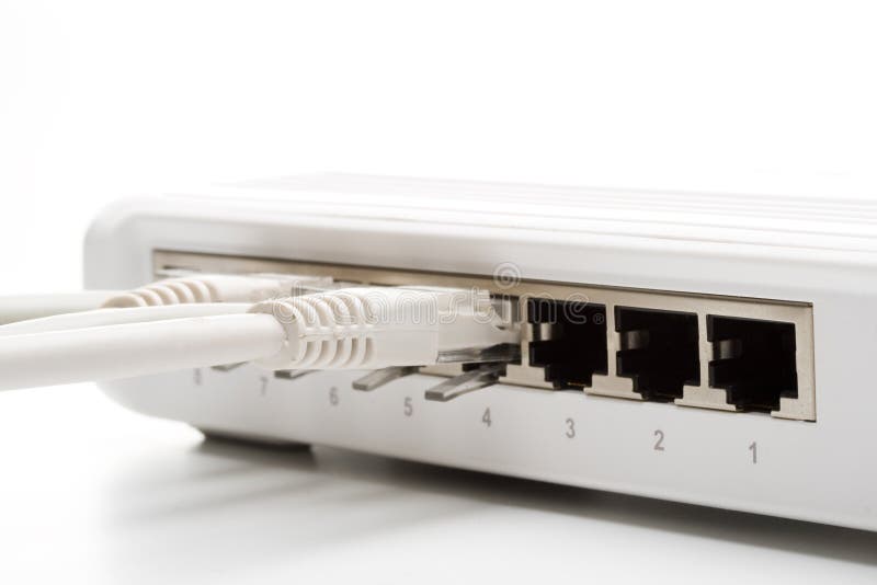 Network Cable on Computer Ethernet Router Hub Stock Photo - Image of ...