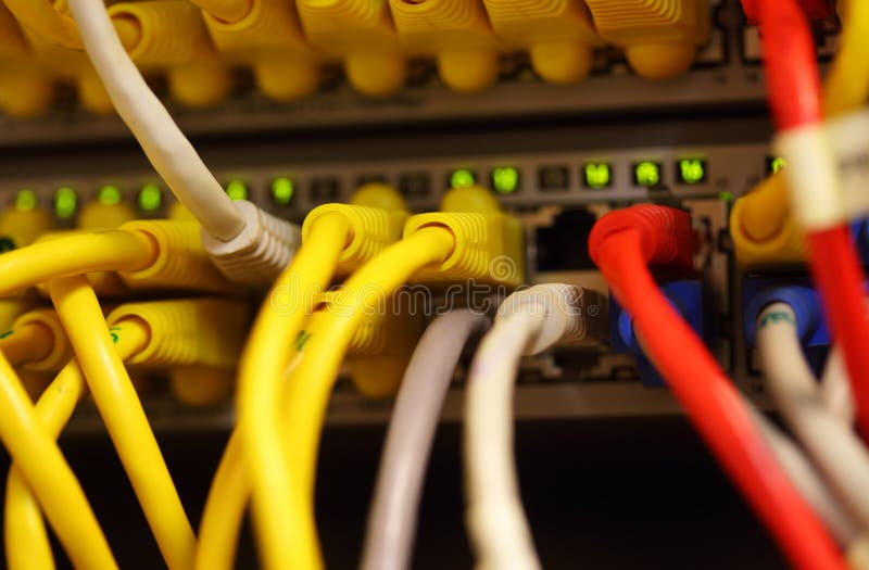 Network switch with cables stock photo. Image of connect - 64468452