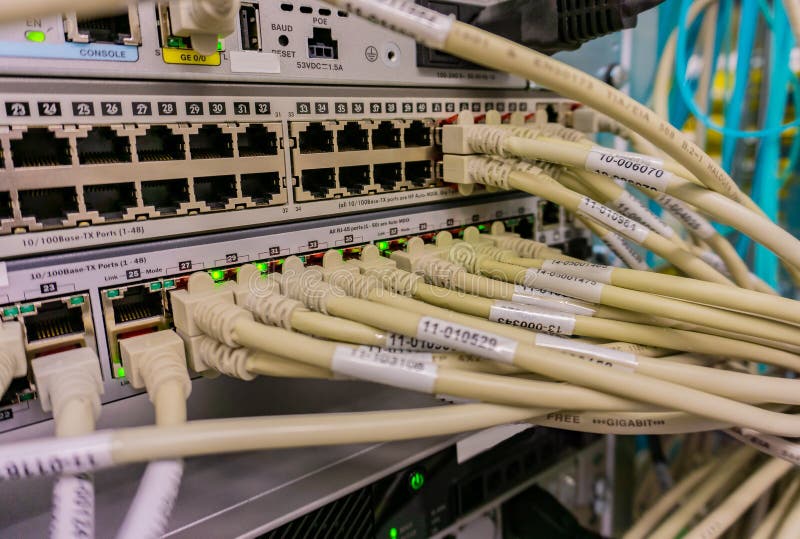 Network Switch Connections for Network Cable Stock Photo - Image of ...