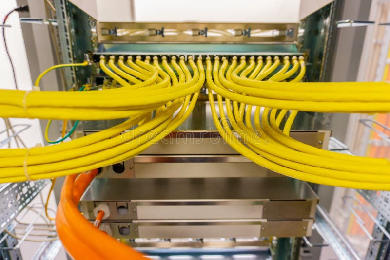 Network Switch Connections for Network Cable RJ45 and Cable Fiber Optic ...