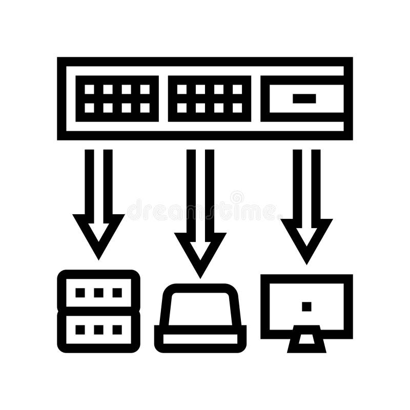 Network Switch Data Center Line Icon Vector Illustration Stock ...