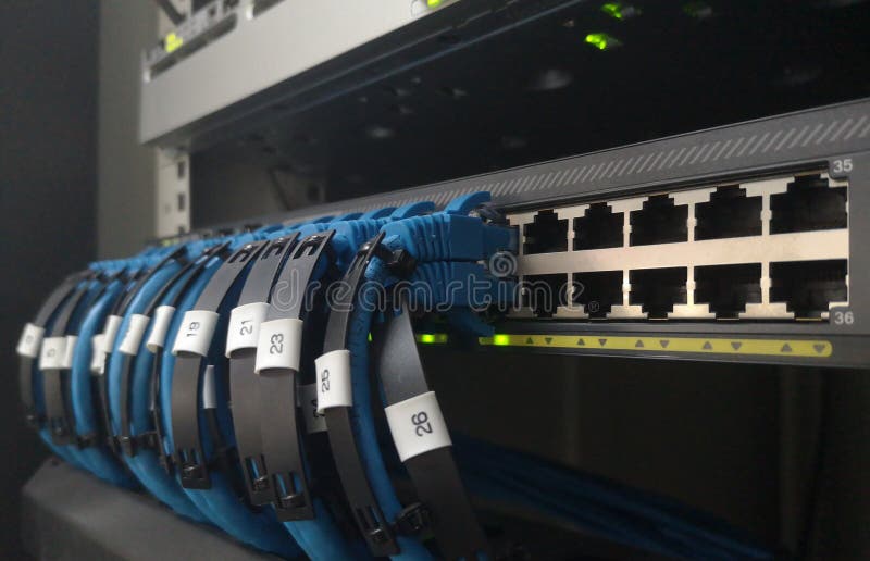 Network Switch and Ethernet Cable Connect To Computer Stock Photo ...
