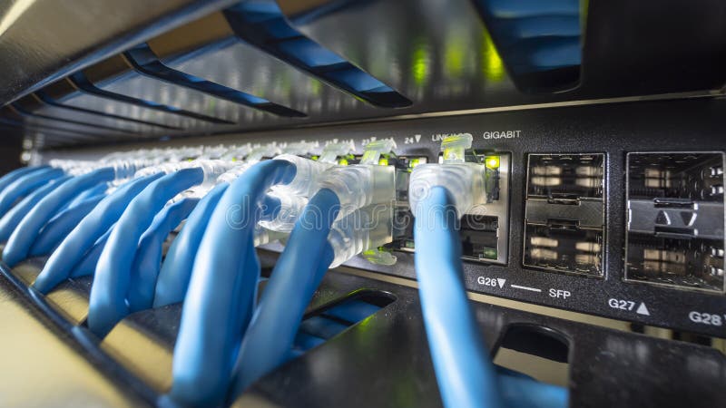 Network Switch and Ethernet Cable Stock Photo - Image of connector ...