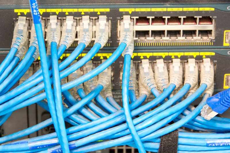 Network Switch and Ethernet Cables Stock Image - Image of server ...