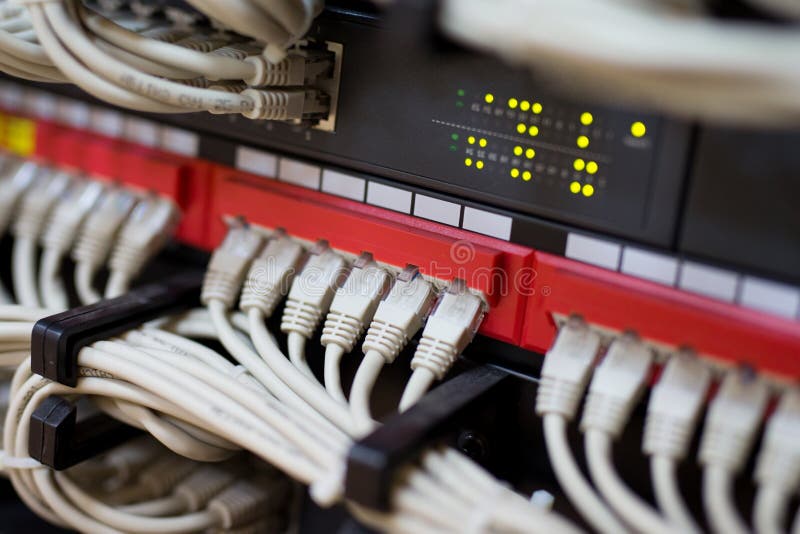 Network Switch and Ethernet Cables Connected Stock Photo - Image of ...