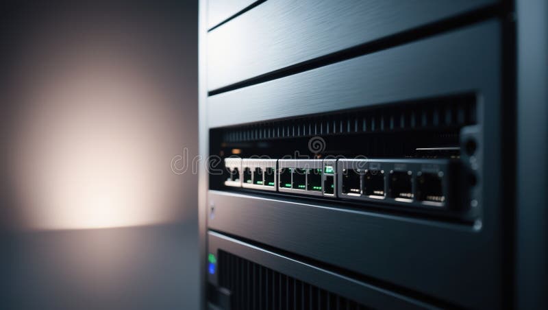 Network Switch with Ethernet Cables Connected To Server Rack in Data ...