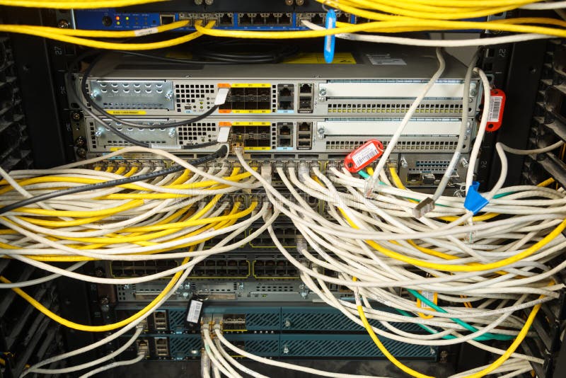 Network Switch and Ethernet Cables Stock Image - Image of office ...