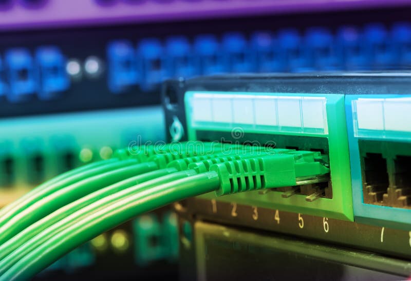 Network Switch and Ethernet Cables Stock Image - Image of date, data ...