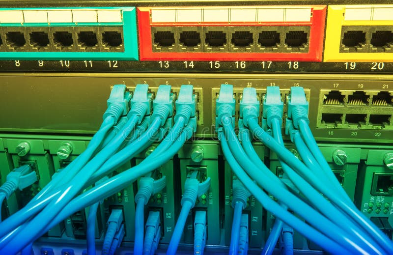 Network Switch and Ethernet Cables Stock Image - Image of cord, line ...
