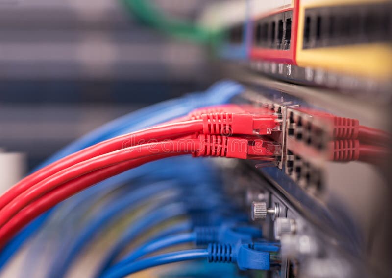 Network Switch and Ethernet Cables Stock Photo - Image of interface ...